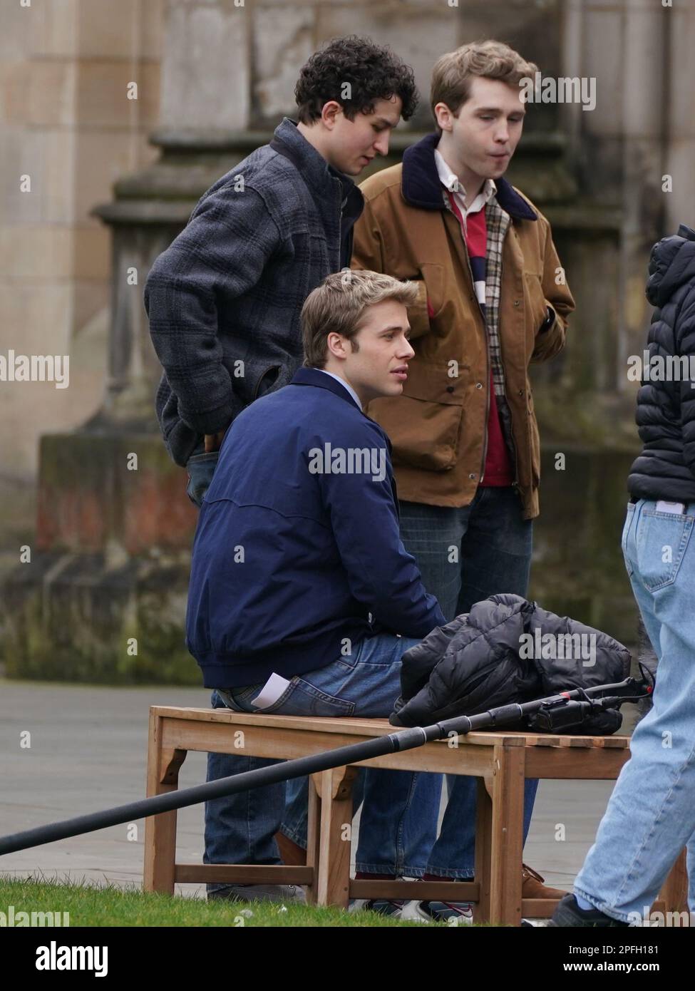 Actor Ed McVey, who plays the part of Prince William, filming scenes in ...