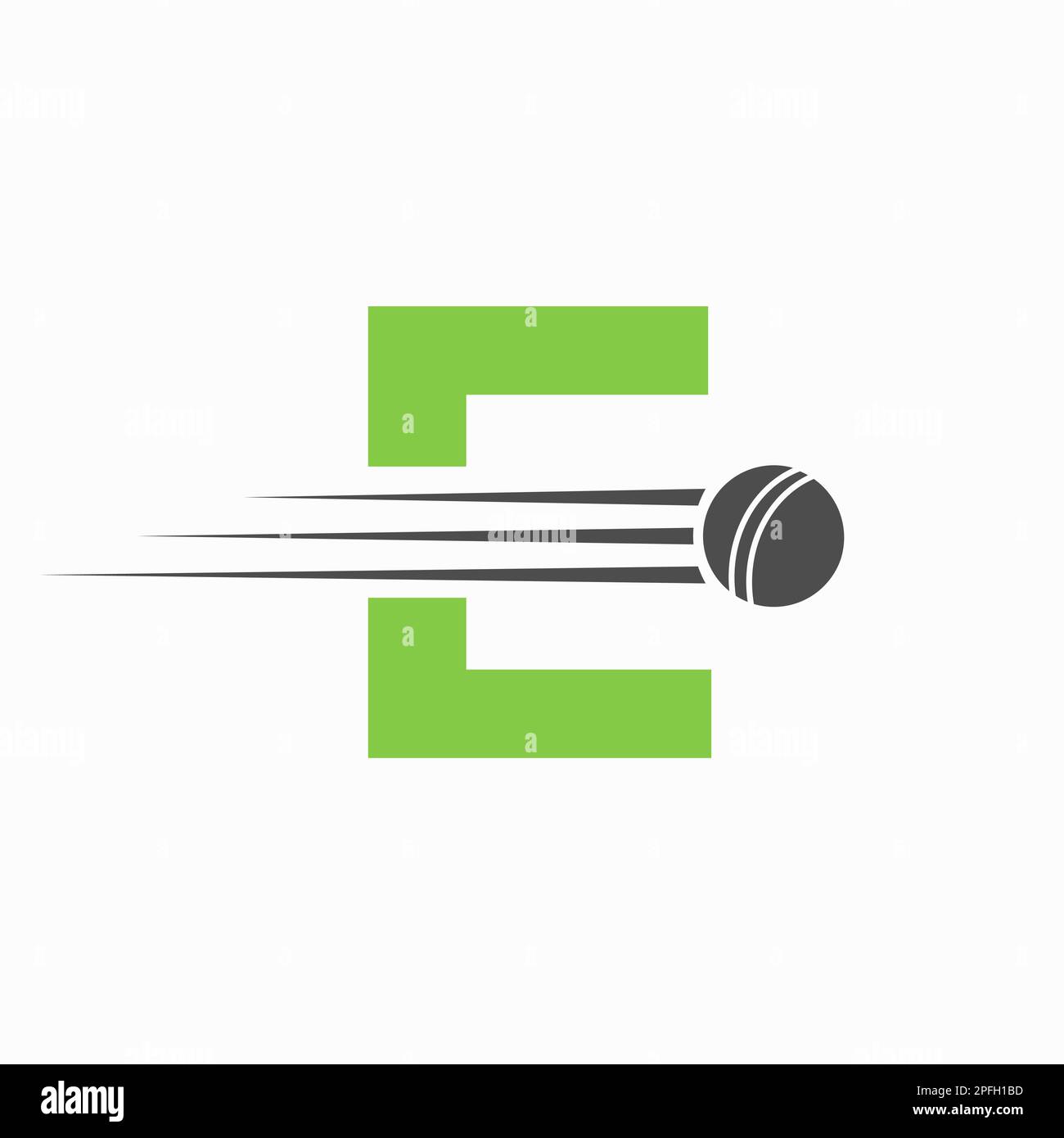 Initial Letter E Cricket Logo Concept With Ball Icon For Cricket Club ...