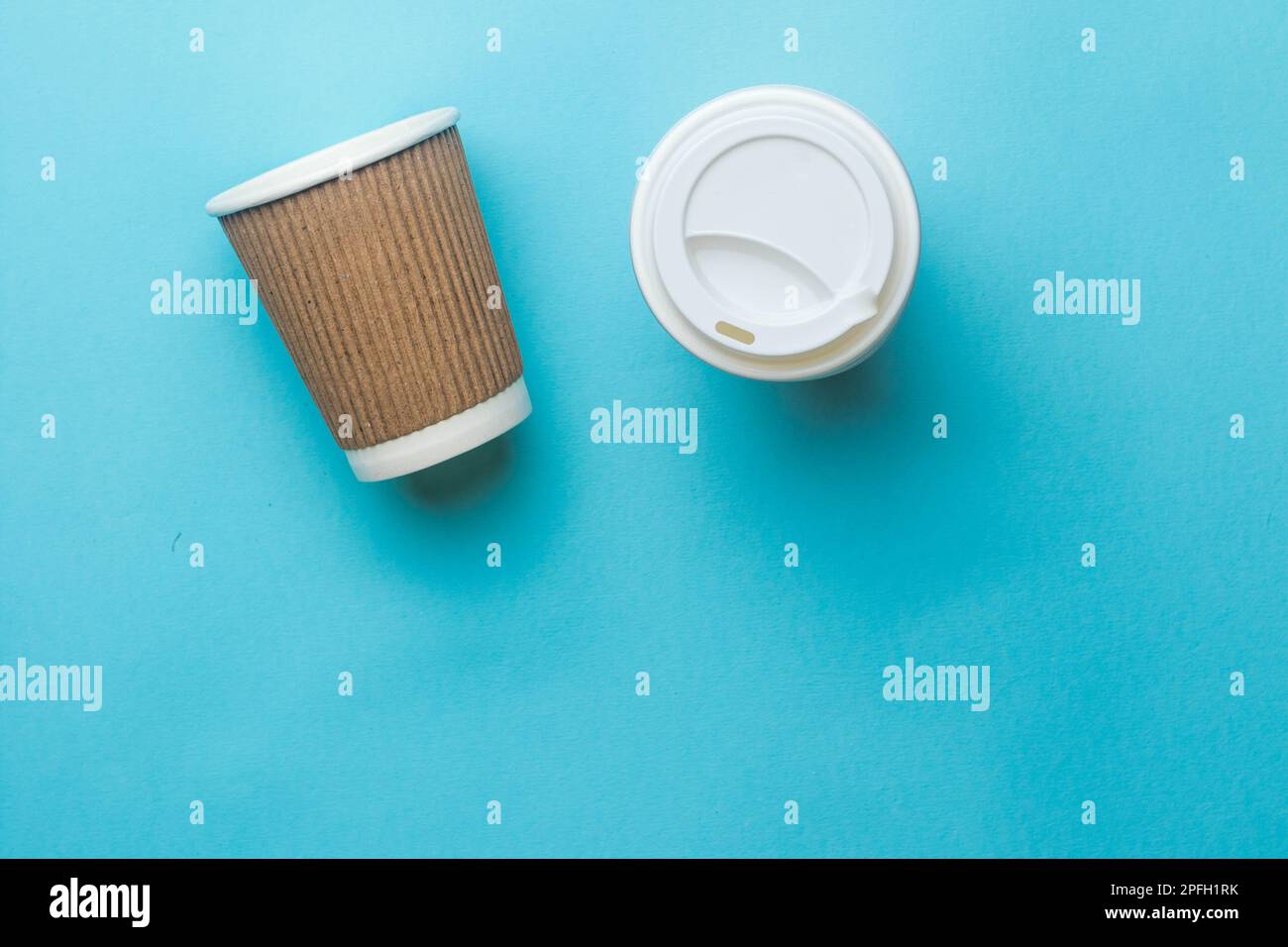Flat lay top view of paper coffee cup hi-res stock photography and ...
