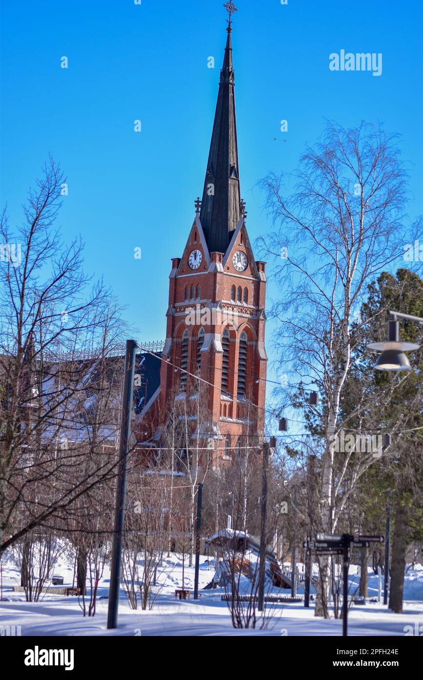 Lulea, Sweden Panorama city. On a blue sunny day in Winter Stock Photo ...