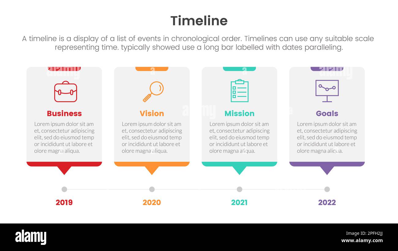 timeline set of point infographic with box table shape concept for ...