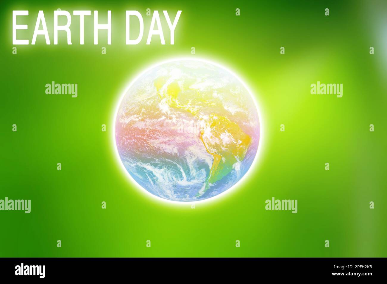 Earth is a planet against a blurry green background, the environment ...