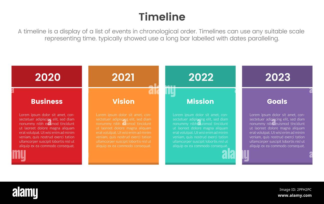 timeline set of point infographic with colorful table box shape and 4 ...