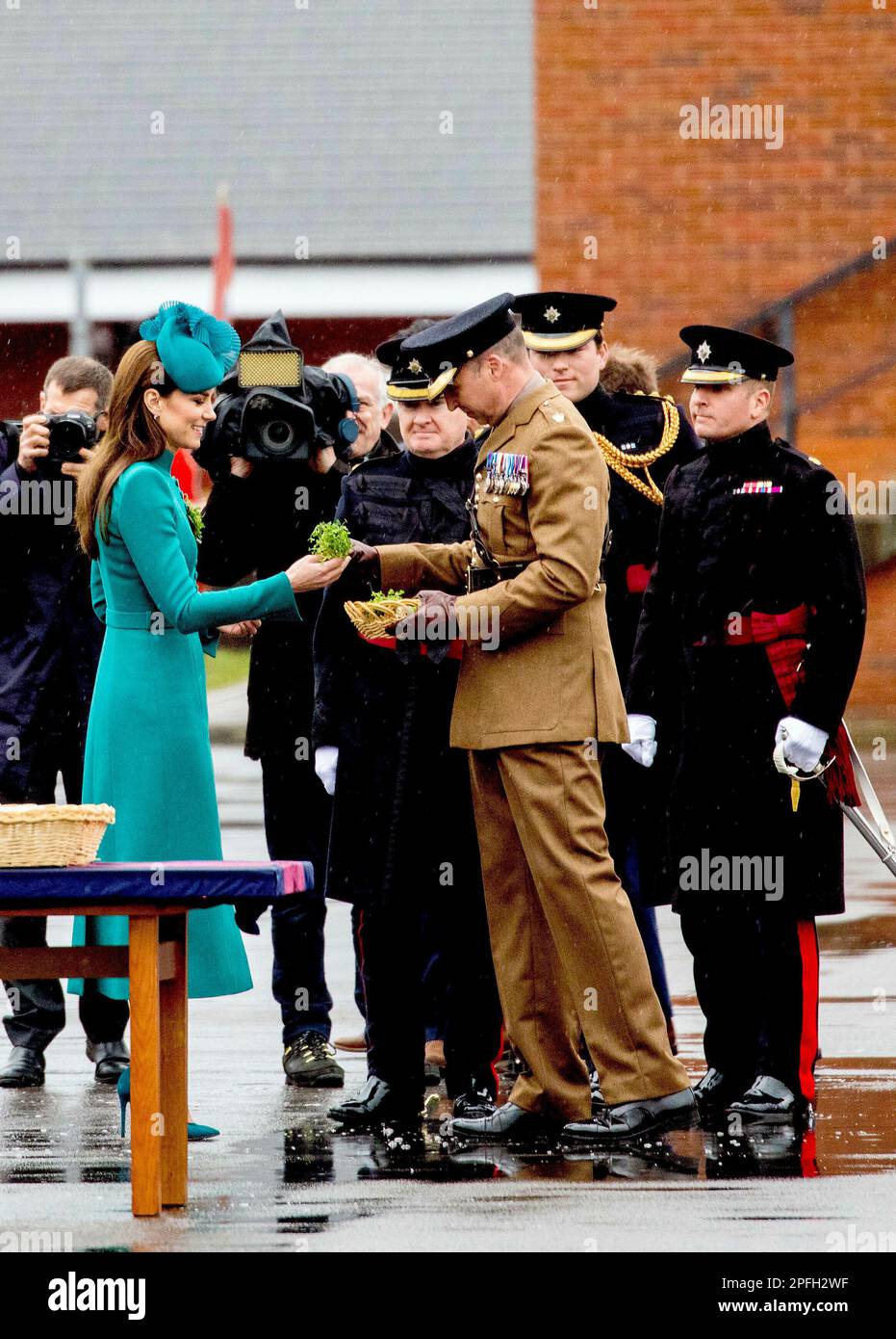 Kate, Princess of Wales at the Mons Barracks in Aldershot, on March 17 ...