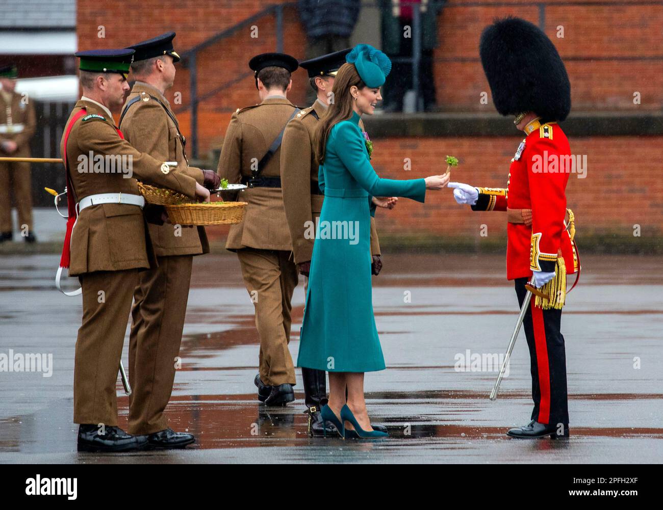 Kate, Princess of Wales at the Mons Barracks in Aldershot, on March 17 ...