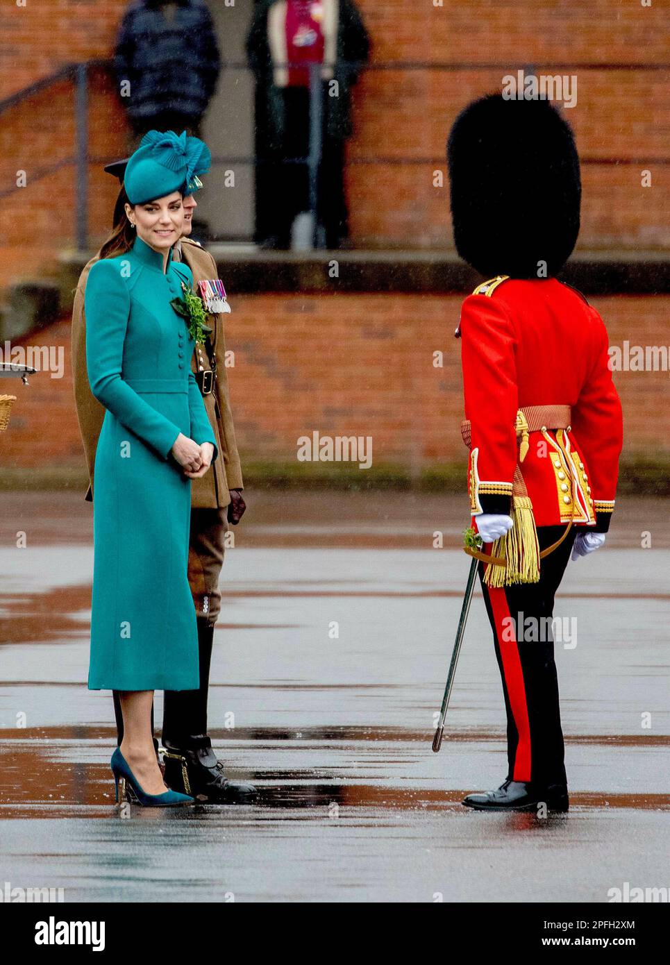 Kate, Princess of Wales at the Mons Barracks in Aldershot, on March 17 ...