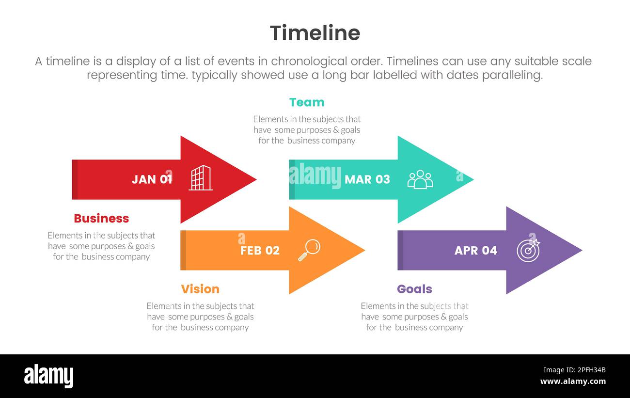 timeline set of point infographic with arrow shape right direction 4 ...