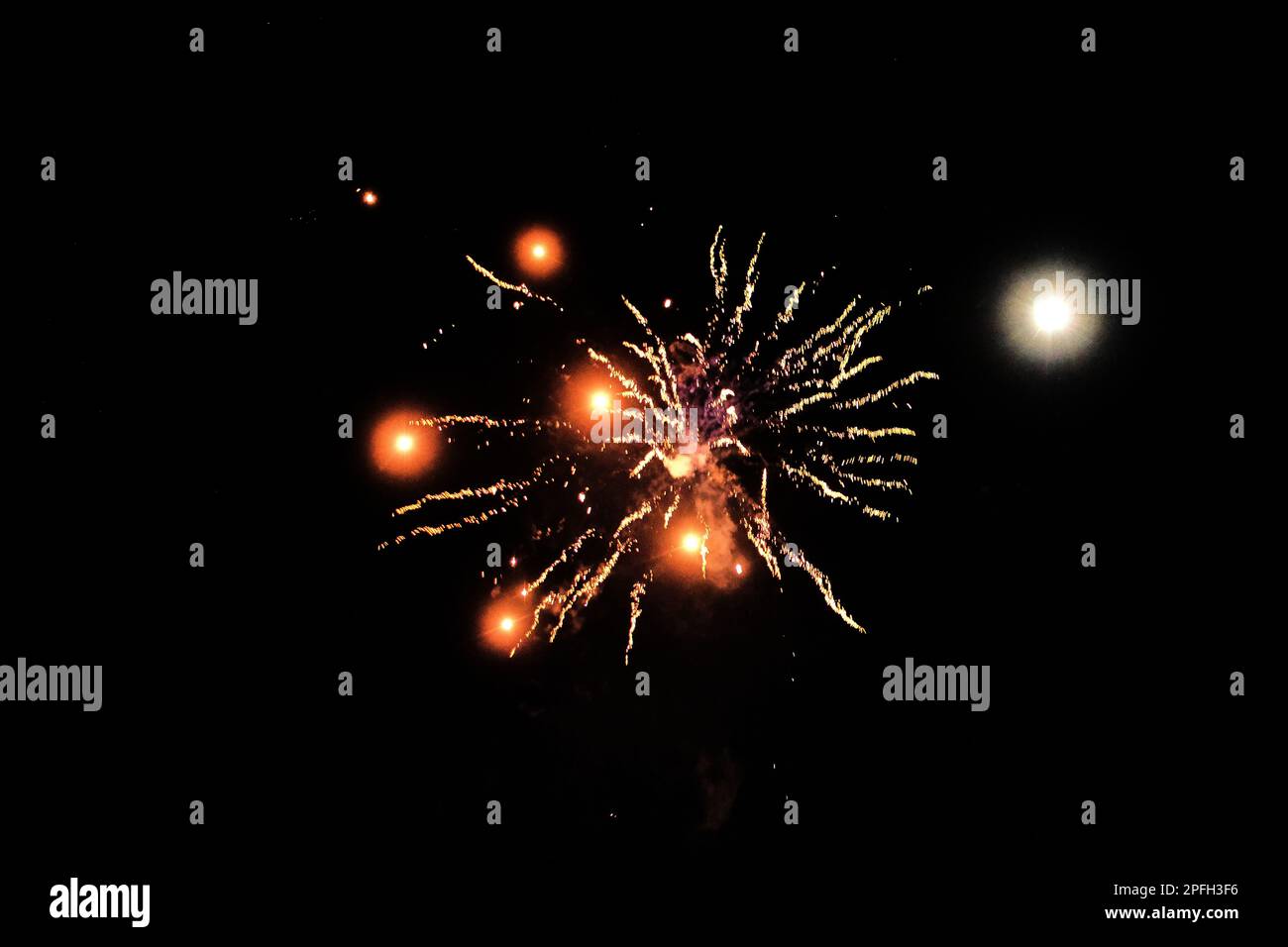 fireworks red lights in the dark Stock Photo - Alamy