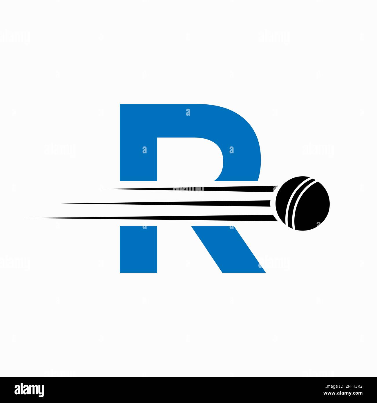 Initial Letter R Cricket Logo Concept With Ball Icon For Cricket Club ...