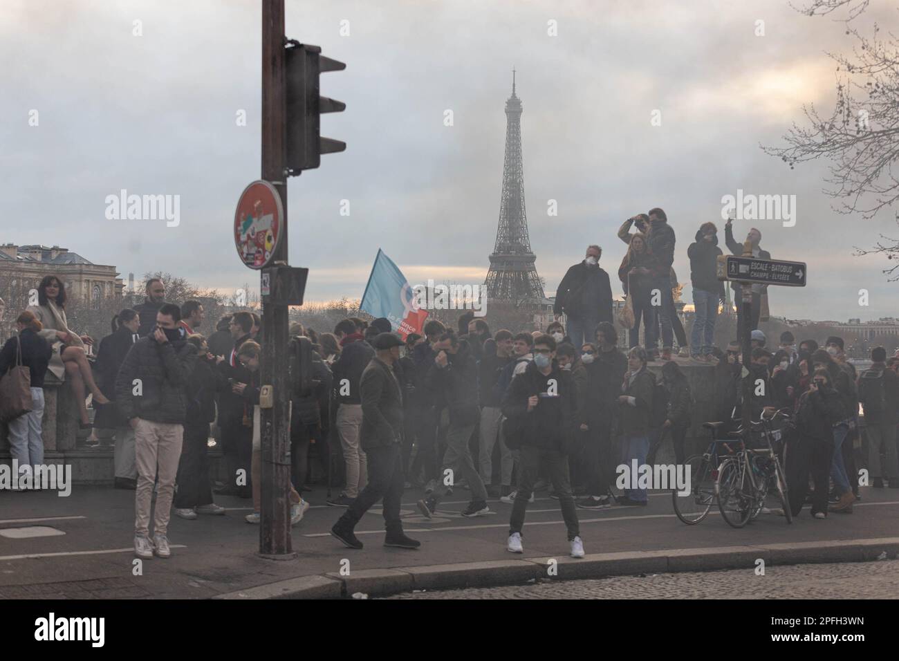 Paris, France. 16th Mar, 2023. Protesters seen gathering at Place de la ...
