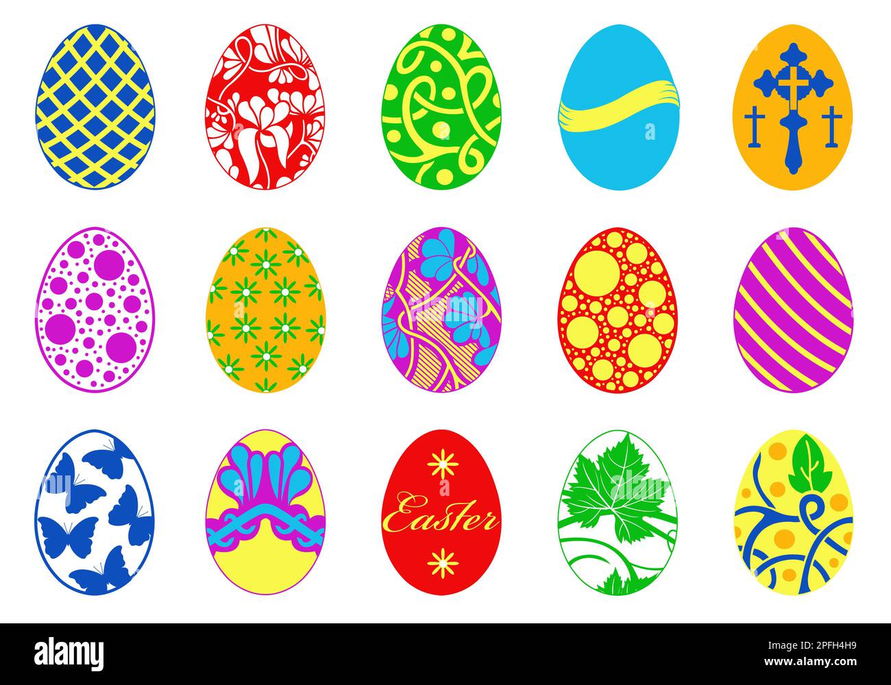 Collection of different easter eggs isolated on white Stock Photo - Alamy