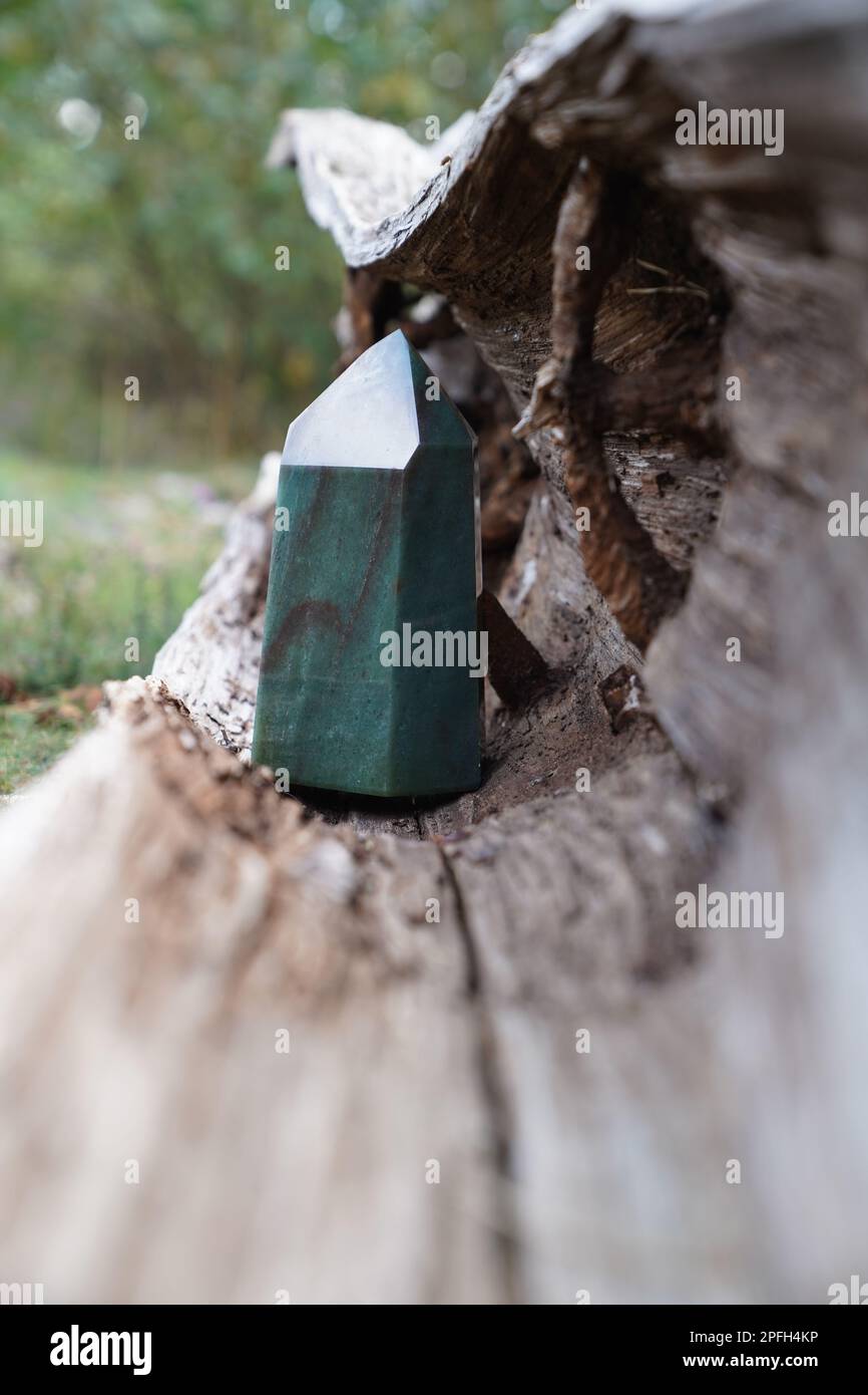 Green aventurine crystal quartz. Crystal quartz in forest Stock Photo ...