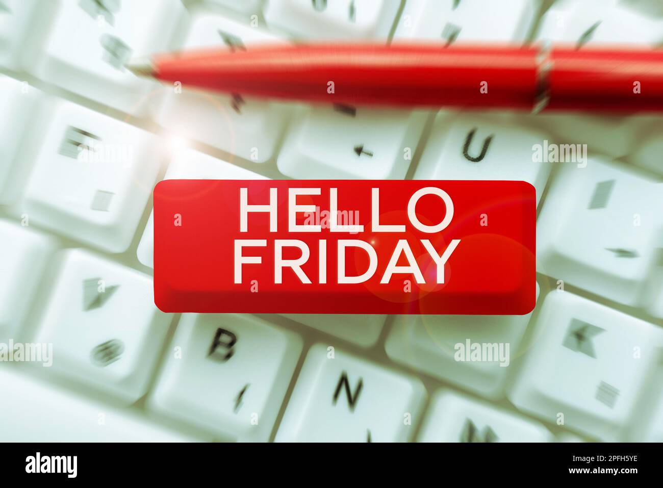 Hand writing sign Hello Friday. Business showcase Greetings on Fridays ...