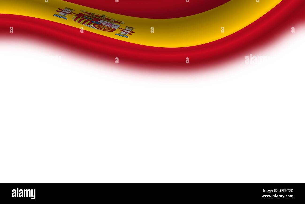 Wavy flag of Spain against white background. 3d illustration Stock ...