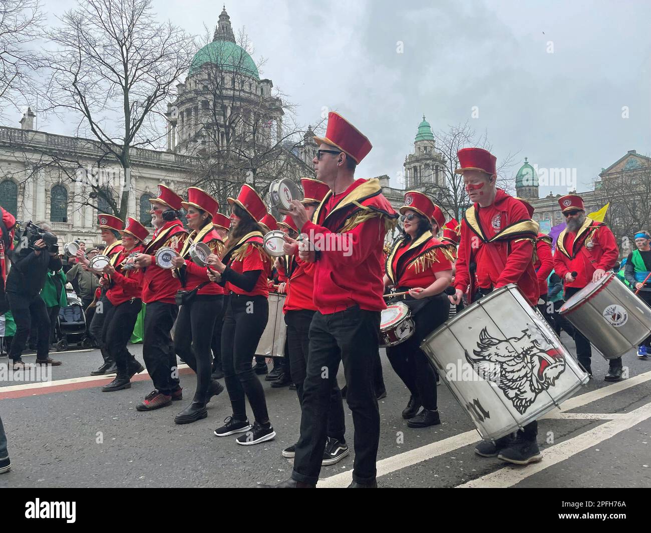 Performers take part in the St Patrick's Day Parade in Belfast. Picture ...