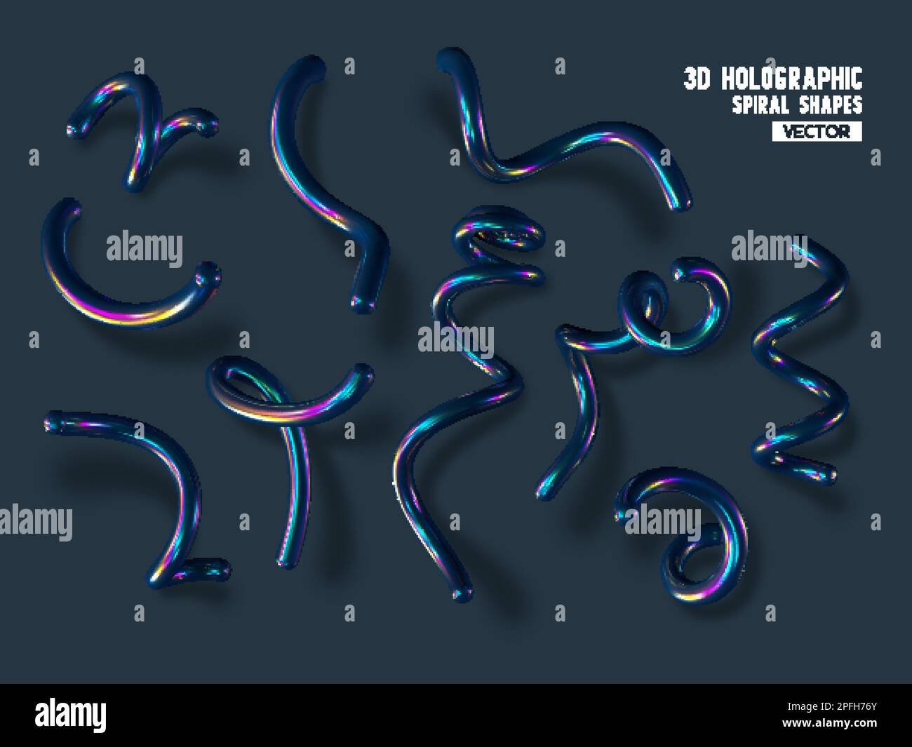Set of 3d holographic abstract spiral shapes Stock Vector Image & Art ...