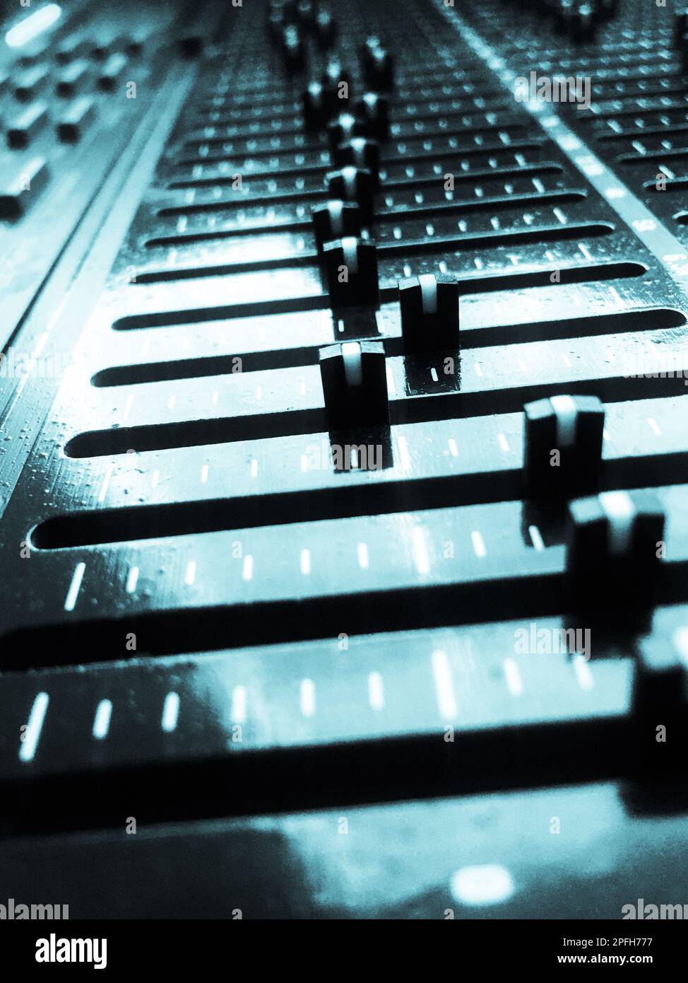 Music console. Music console sliders close-up. Musical equipment Stock ...