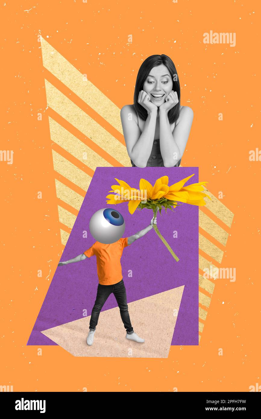 Minimal creative photo collage of two young people together headless ...