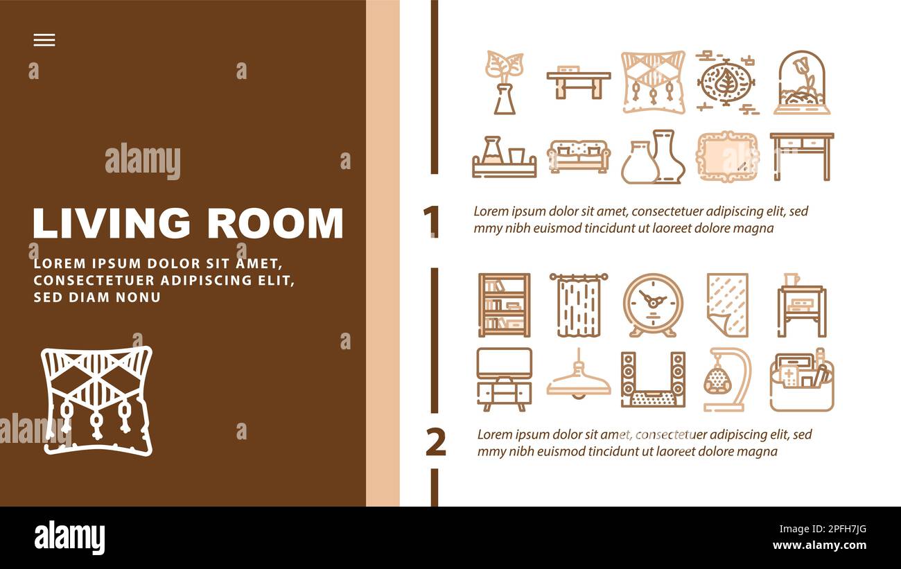 living room interior landing header vector Stock Vector Image & Art - Alamy