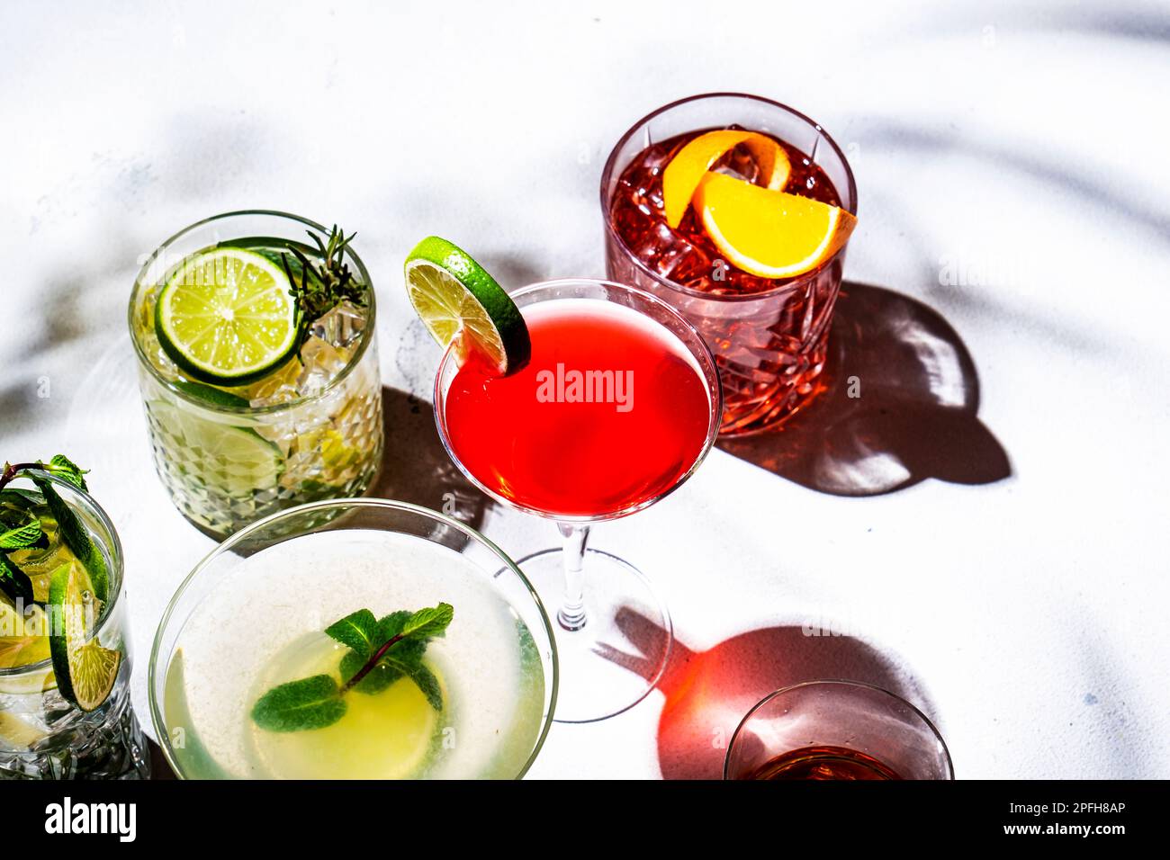 Most Popular Cocktails Set Aperol Spritz Negroni Mojito Gin Tonic