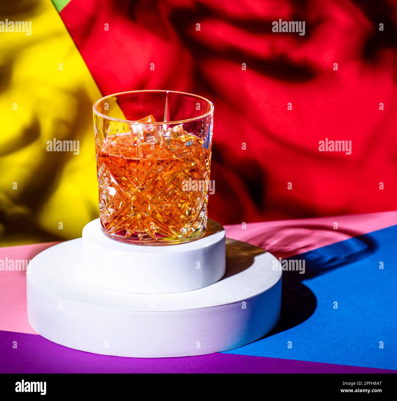 French connection cocktail with cognac and amaretto liqueur. Modern ...