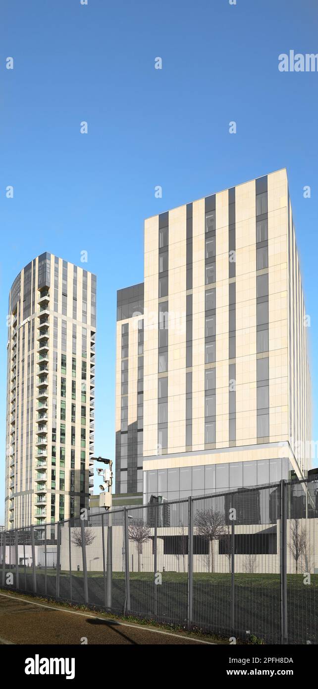 Block of apartments and the Intercontinental hotel, next to the O2 ...