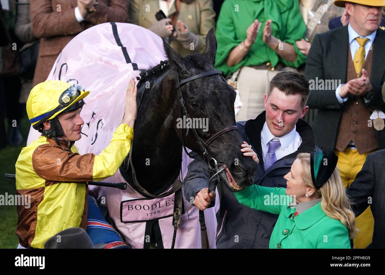 Paul Townend celebrates winning the Boodles Cheltenham Gold Cup Chase ...