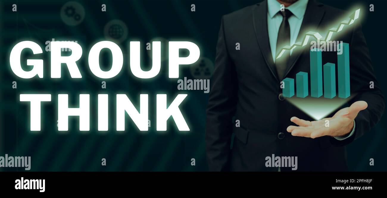 Text showing inspiration Group Think. Word Written on gather either ...