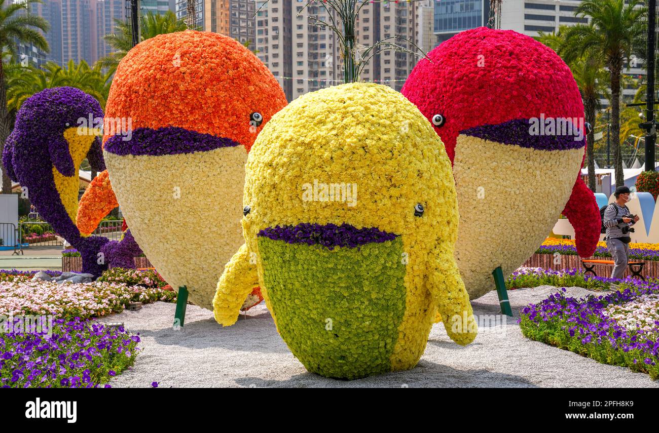 Media preview of Hong Kong Flower Show 2023 at Victoria Park, Causeway Bay. 225 organisations ...