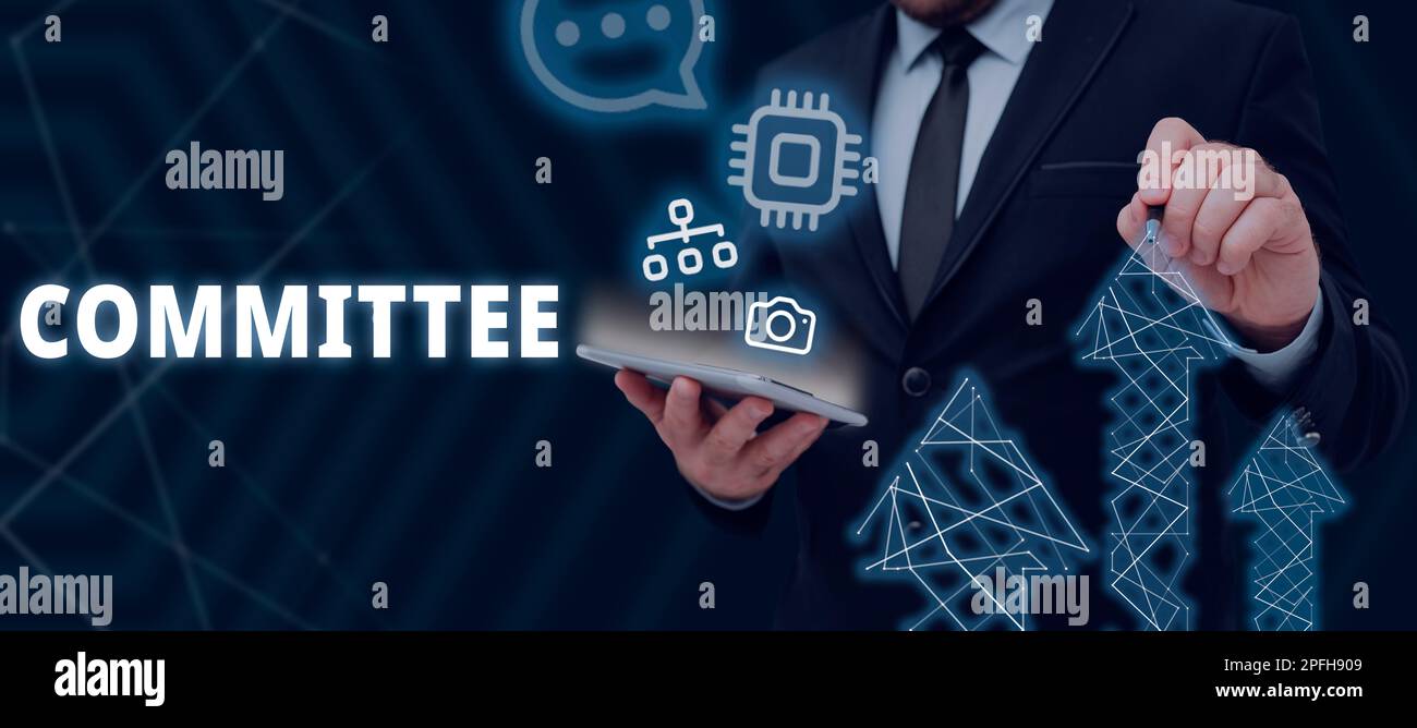 Sign displaying Committee. Business concept Group of people appointed for a specific function ...