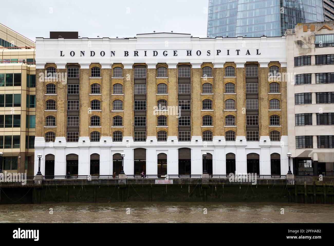 London Bridge Hospital seen from the River Thames and with the lower ...