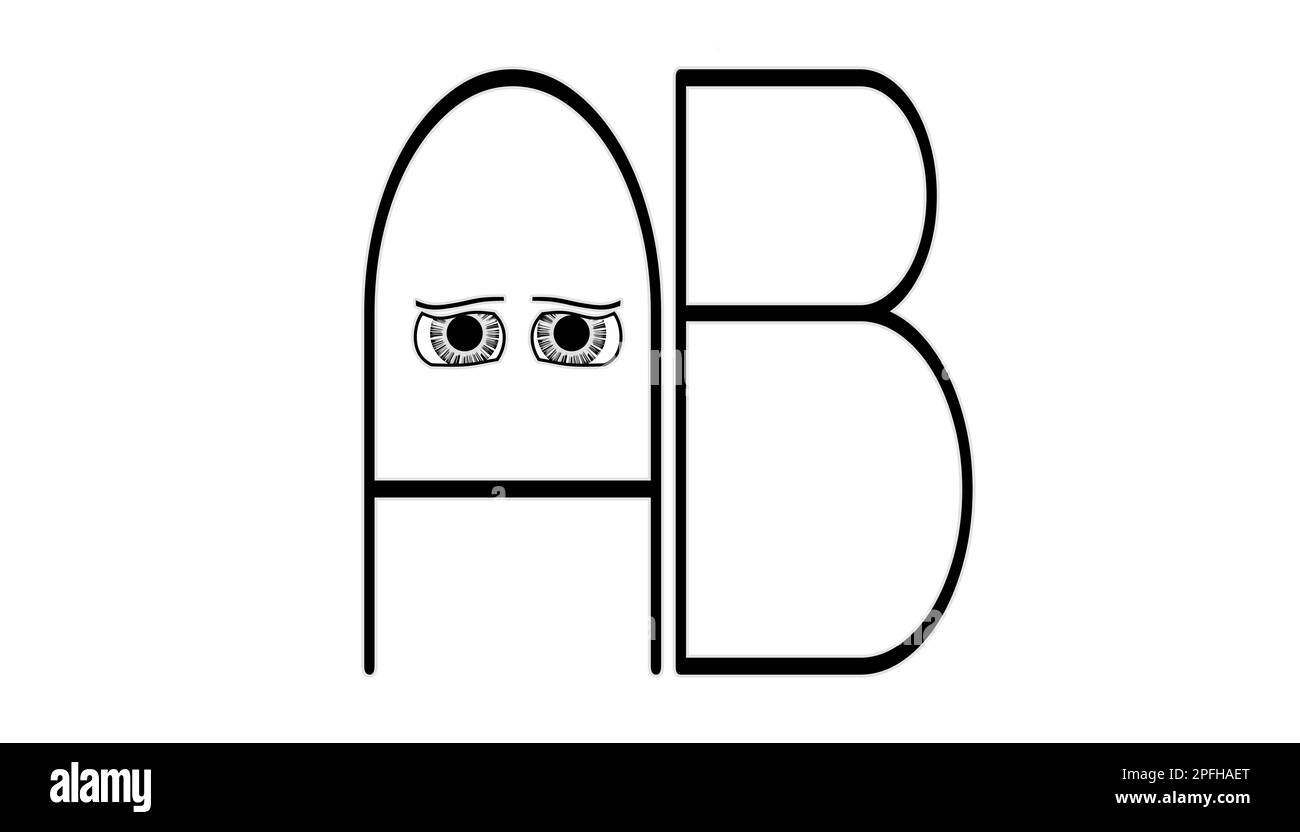 Signature AB cartoon eye Stock Photo - Alamy