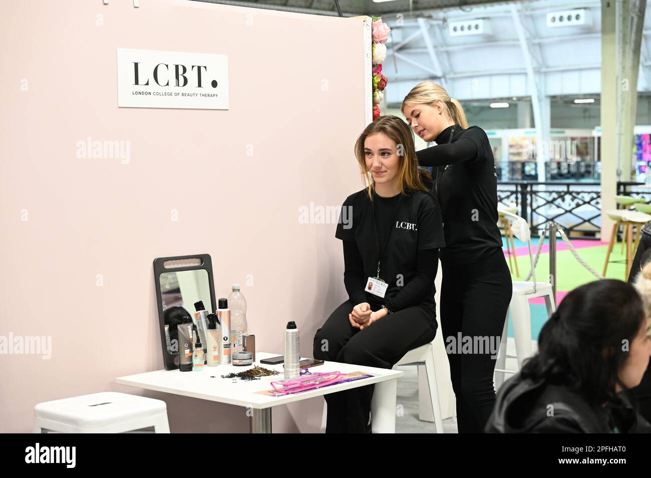 London, UK. 17th Mar, 2023. London College of Beauty (LCBT) exhibition at the Ideal Home Show ...