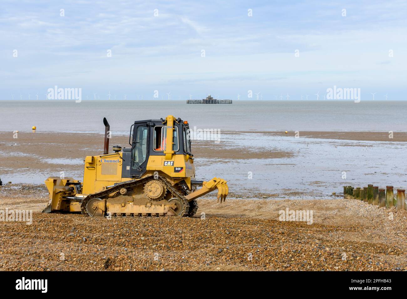 Beach recycling works on the beach in Herne Bay during March 2023 Stock ...