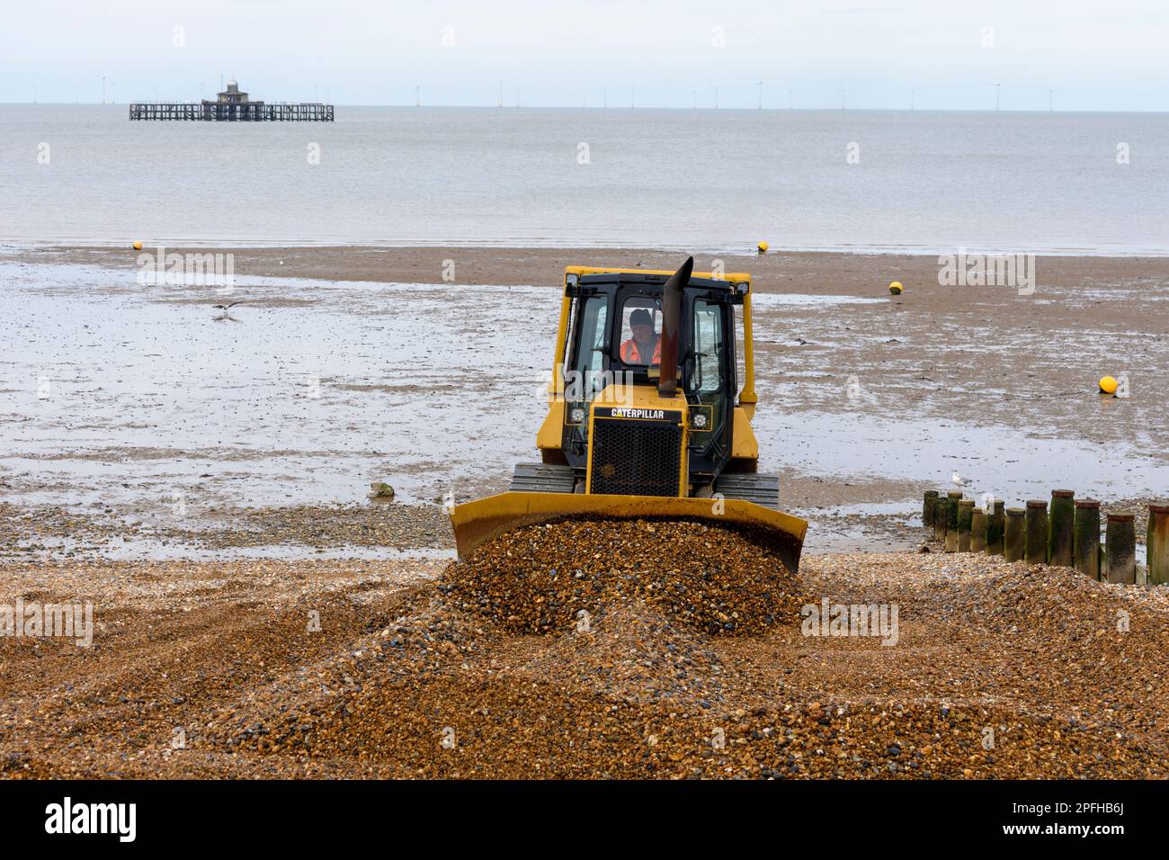 Beach recycling works on the beach in Herne Bay during March 2023 Stock ...