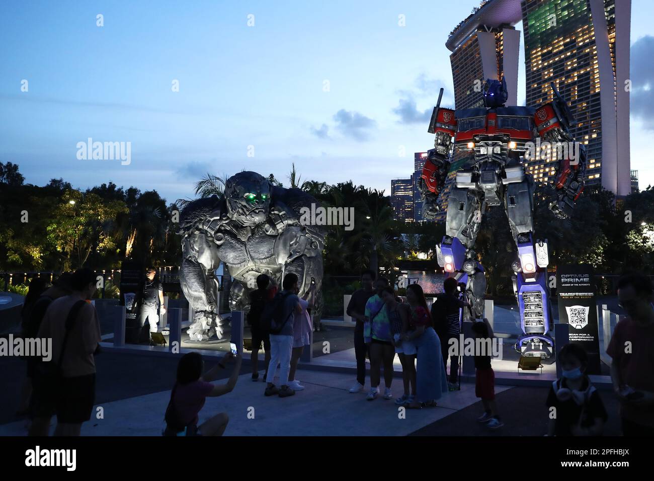 Singapore, Singapore. 17th Mar, 2023. Transformers life-sized statues ...