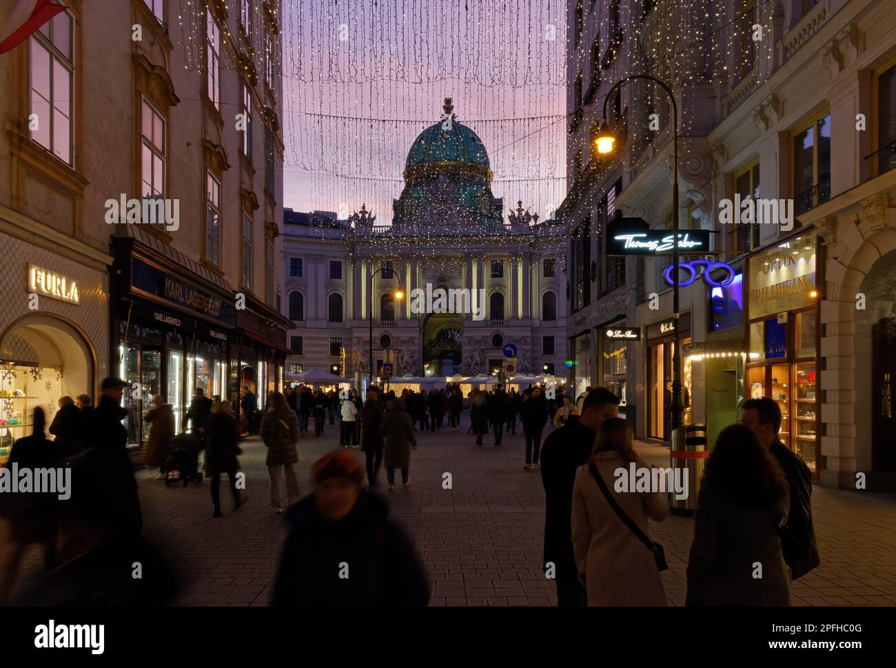 VIENNA, Austria - January 6, 2023: Kohlmarkt, pedestrian luxury ...