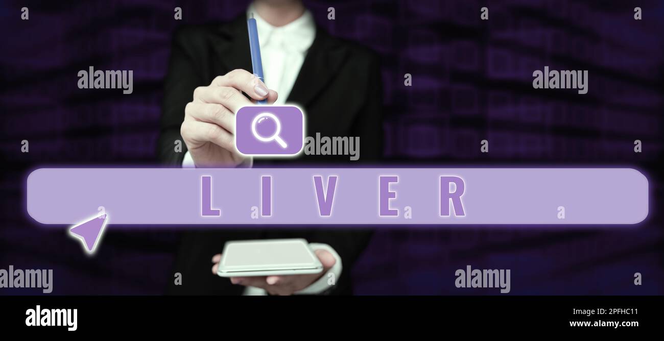 Writing displaying text Liver. Word Written on Large lobed glandular ...