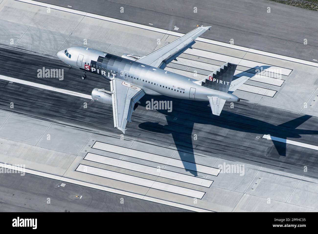Commercial airliner landing at LAX Los Angeles International Airport ...