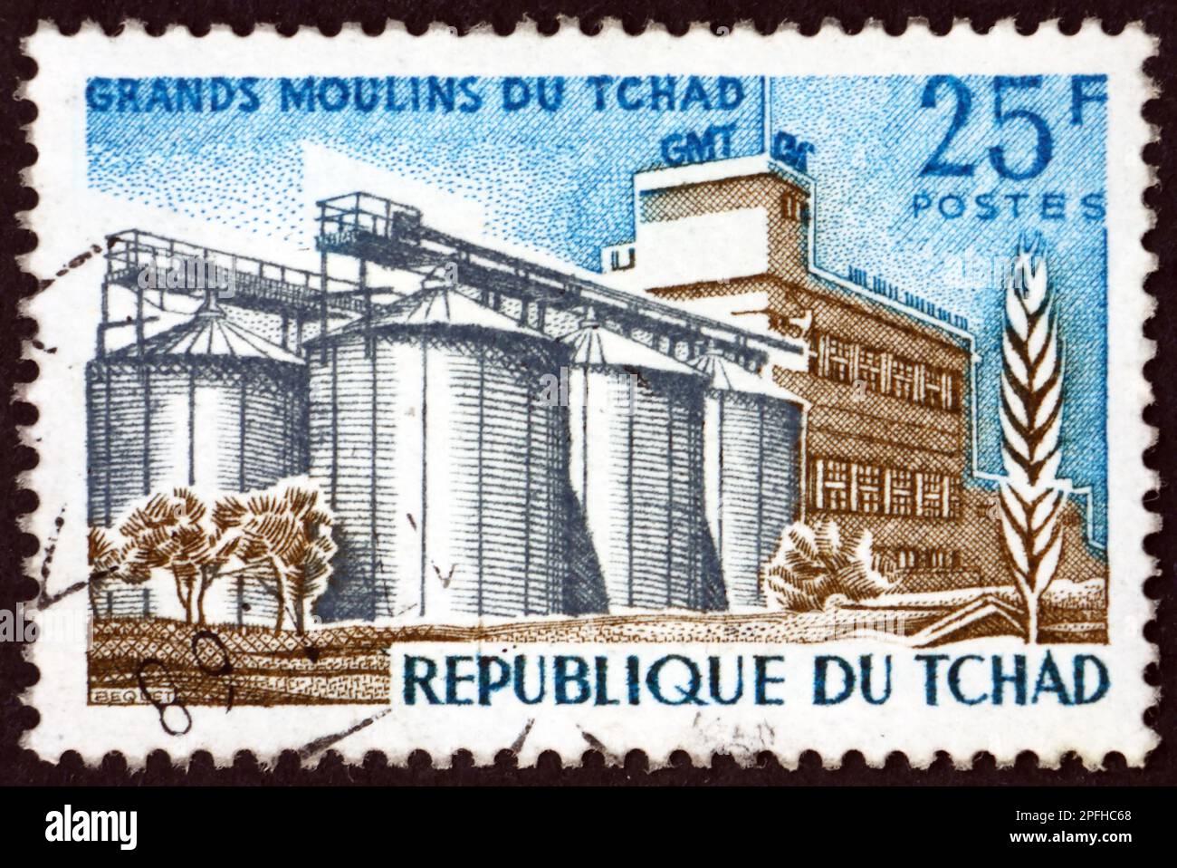 CHAD - CIRCA 1967: a stamp printed in Chad shows great mills of Chad ...