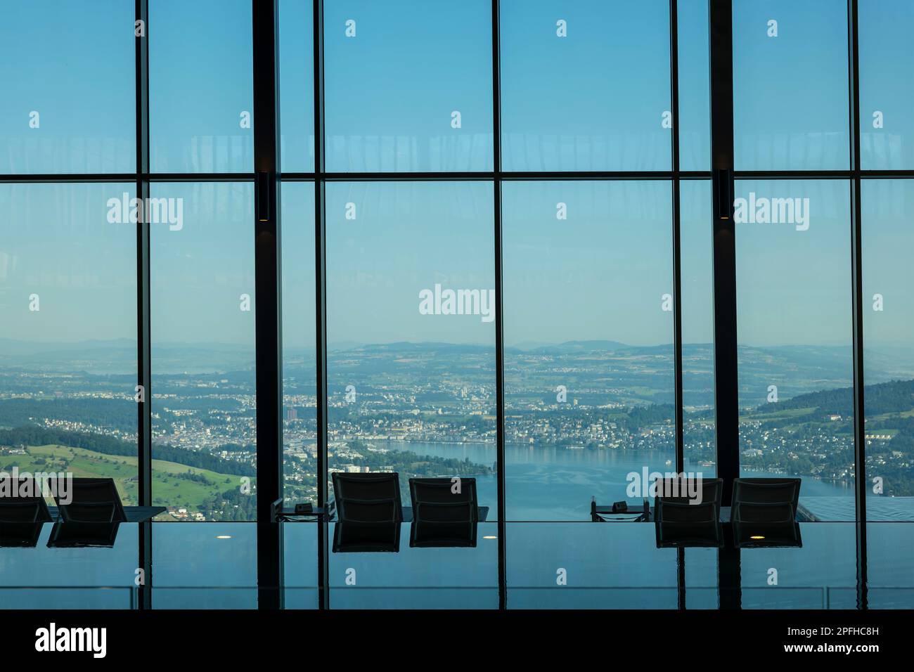 Infinity Swimming Pool with Window View over City and Lake Lucerne in ...