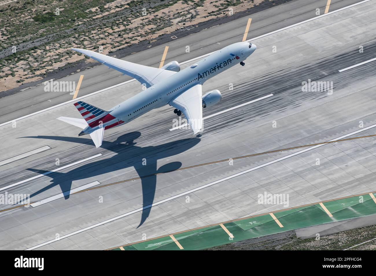Commercial airliner taking off at LAX Los Angeles International Airport ...