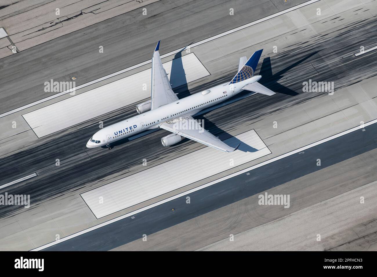 Commercial airliner landing at LAX Los Angeles International Airport ...