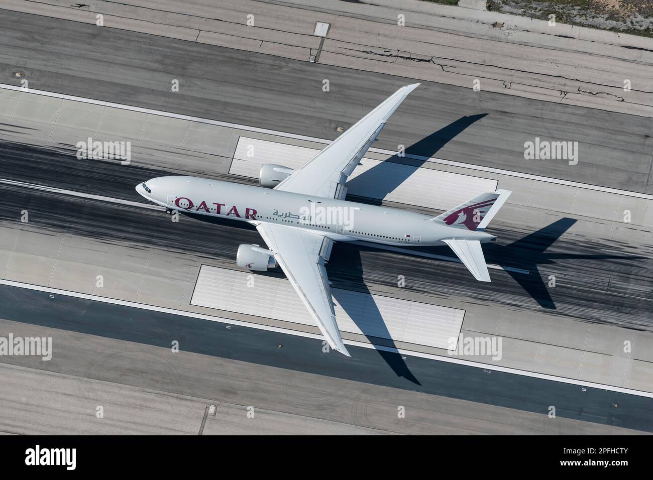 Commercial airliner landing at LAX Los Angeles International Airport ...