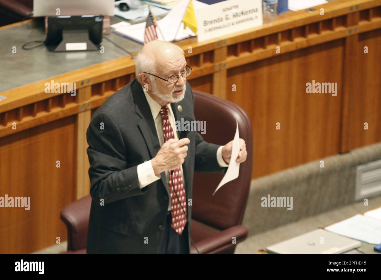 New Mexico state Sen. Gerald Ortiz y Pino of Albuquerque debates a bill ...