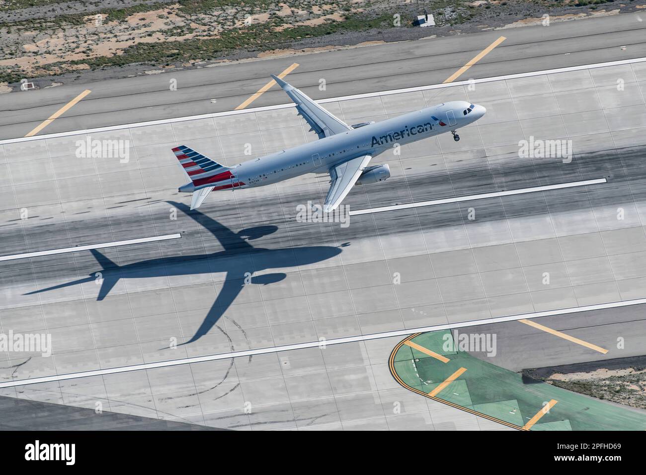Commercial airliner taking off at LAX Los Angeles International Airport ...
