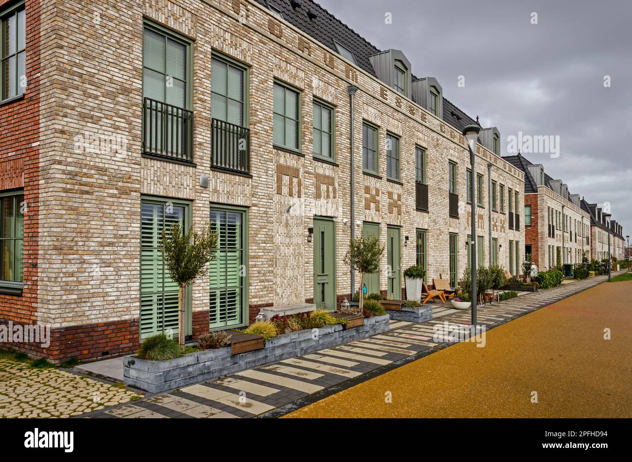 Rijswijk, The Netherlands, March 12, 2023: street with row houses with ...