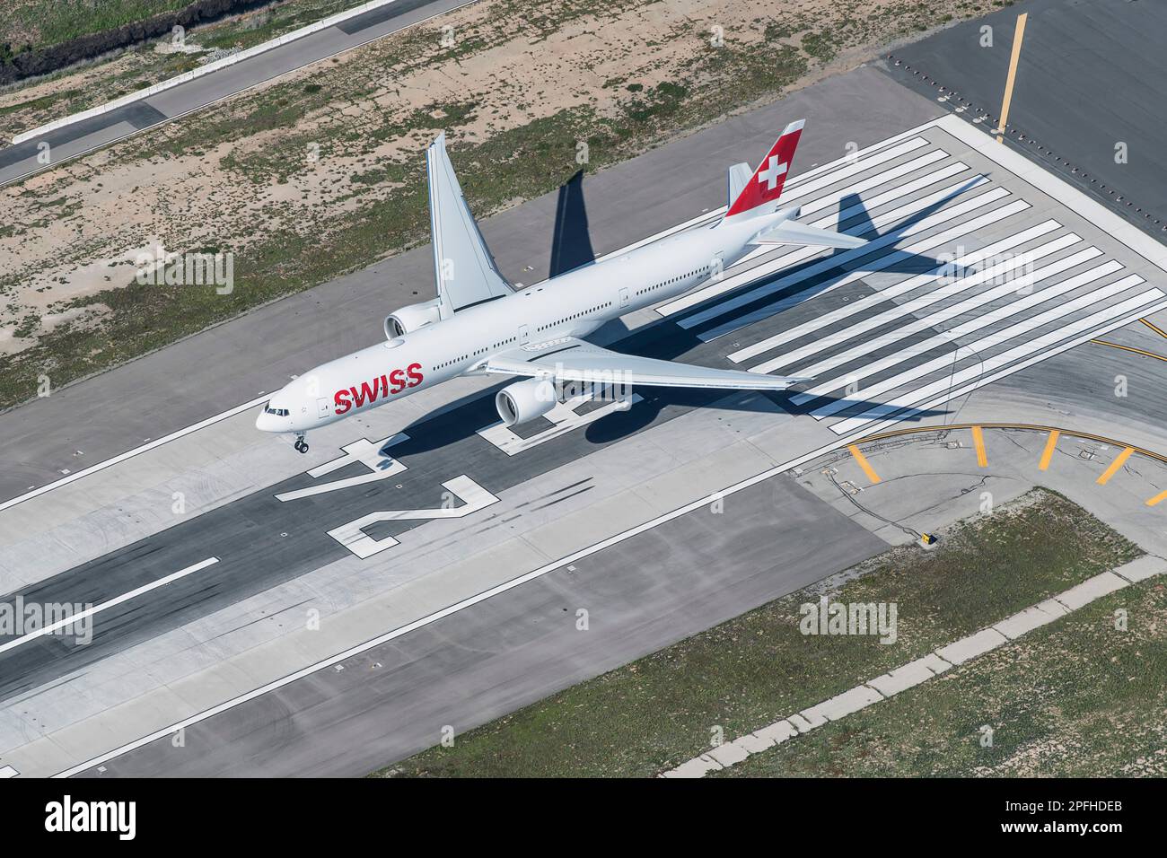Commercial airliner landing at LAX Los Angeles International Airport ...