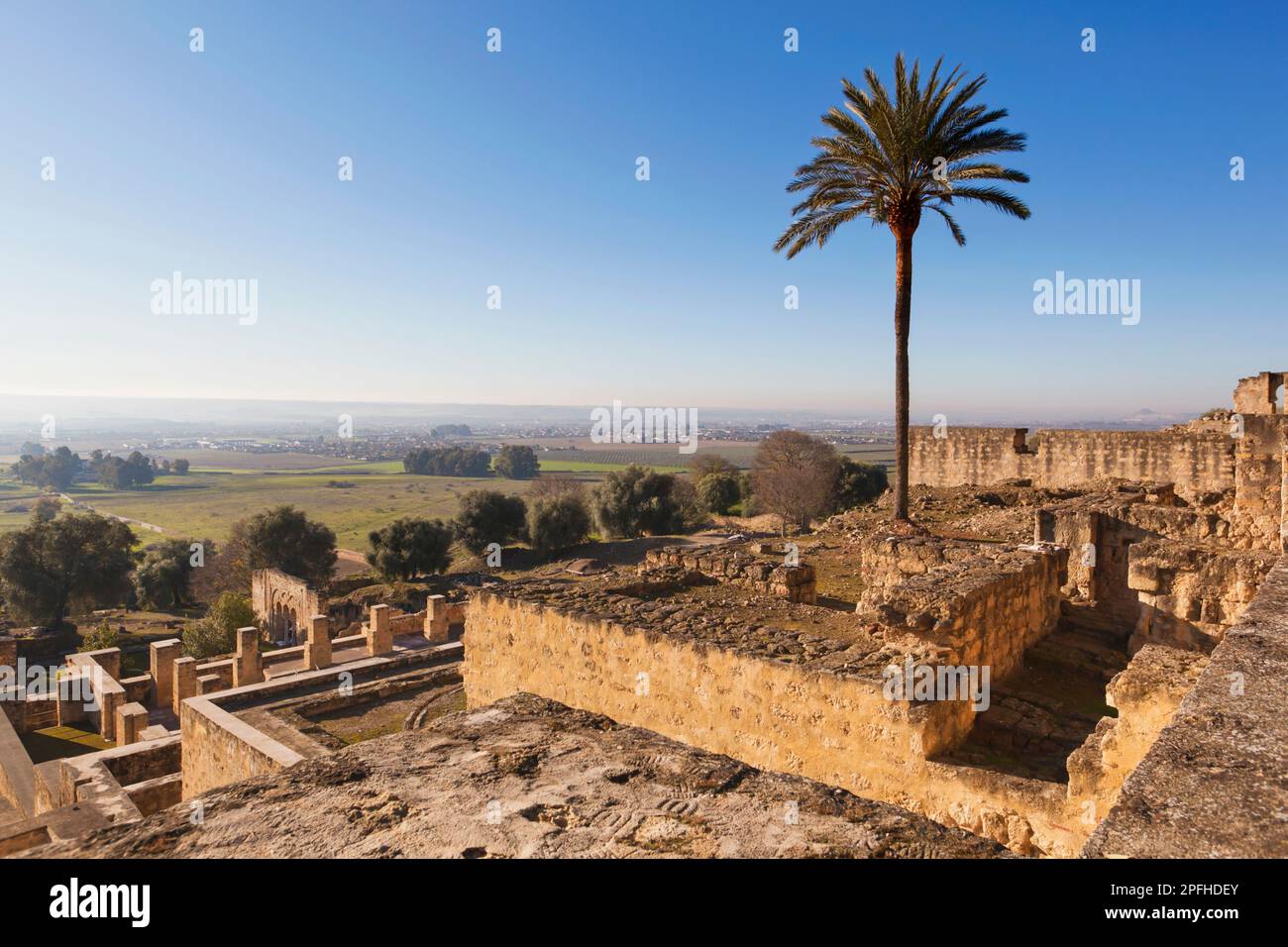 Overall view of the 10th century ruins of the Islamic fortified palace ...