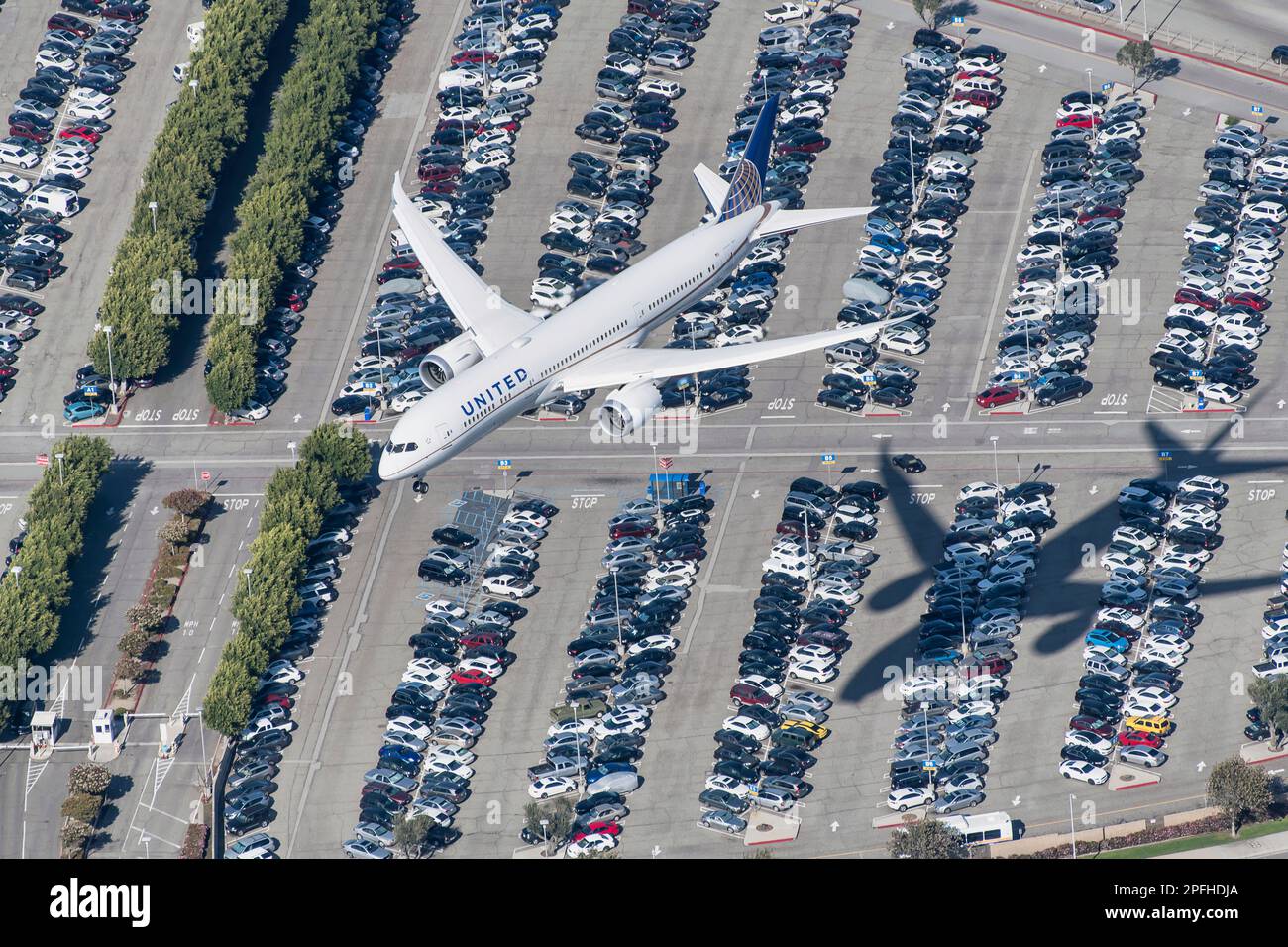 Commercial airliner landing at LAX Los Angeles International Airport ...